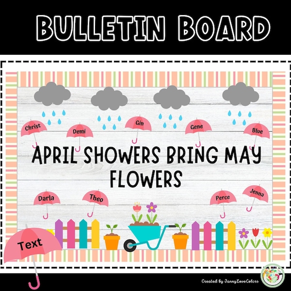 April Shower Bring May Flowers Bulletin Board - Etsy
