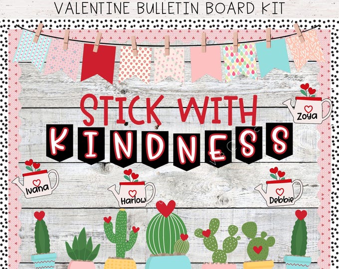 February Kindness Bulletin Board Kit, A-Z Kindness Hearts Door Decor ...