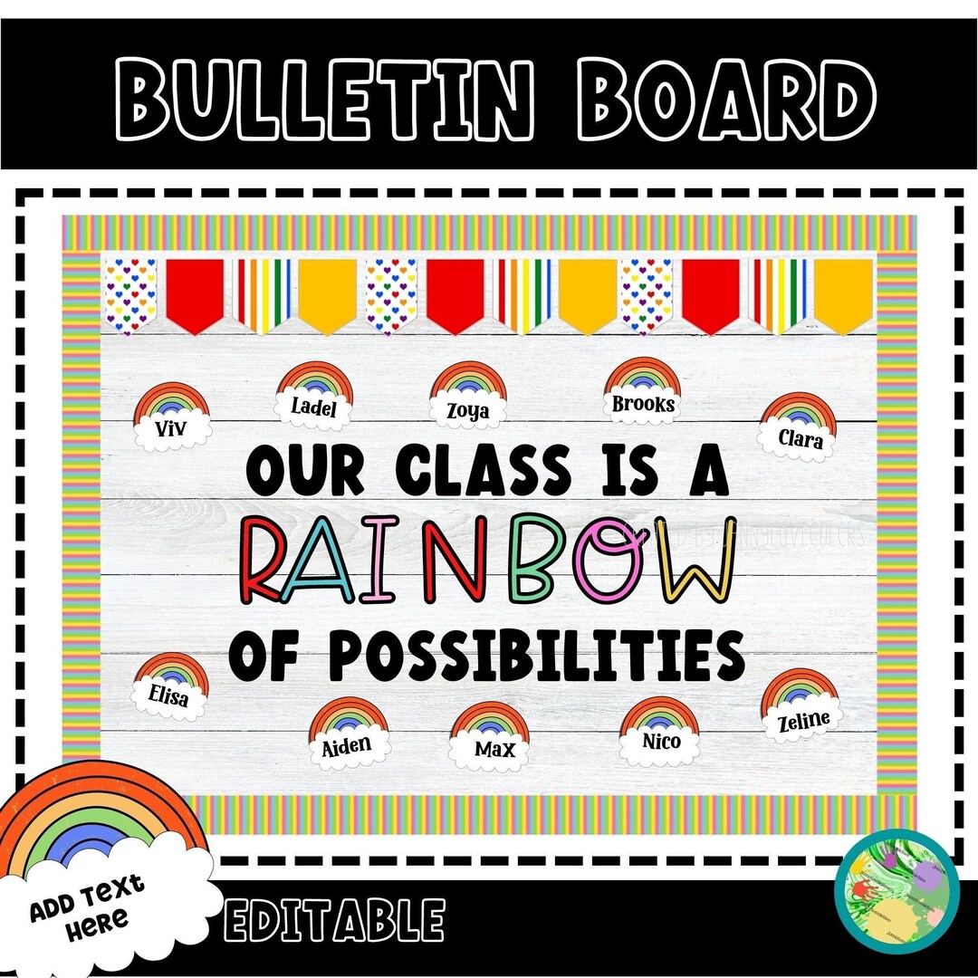 Spring Bulletin Board Kit, Rainbow Door Decor, Classroom Decor EDITABLE ...