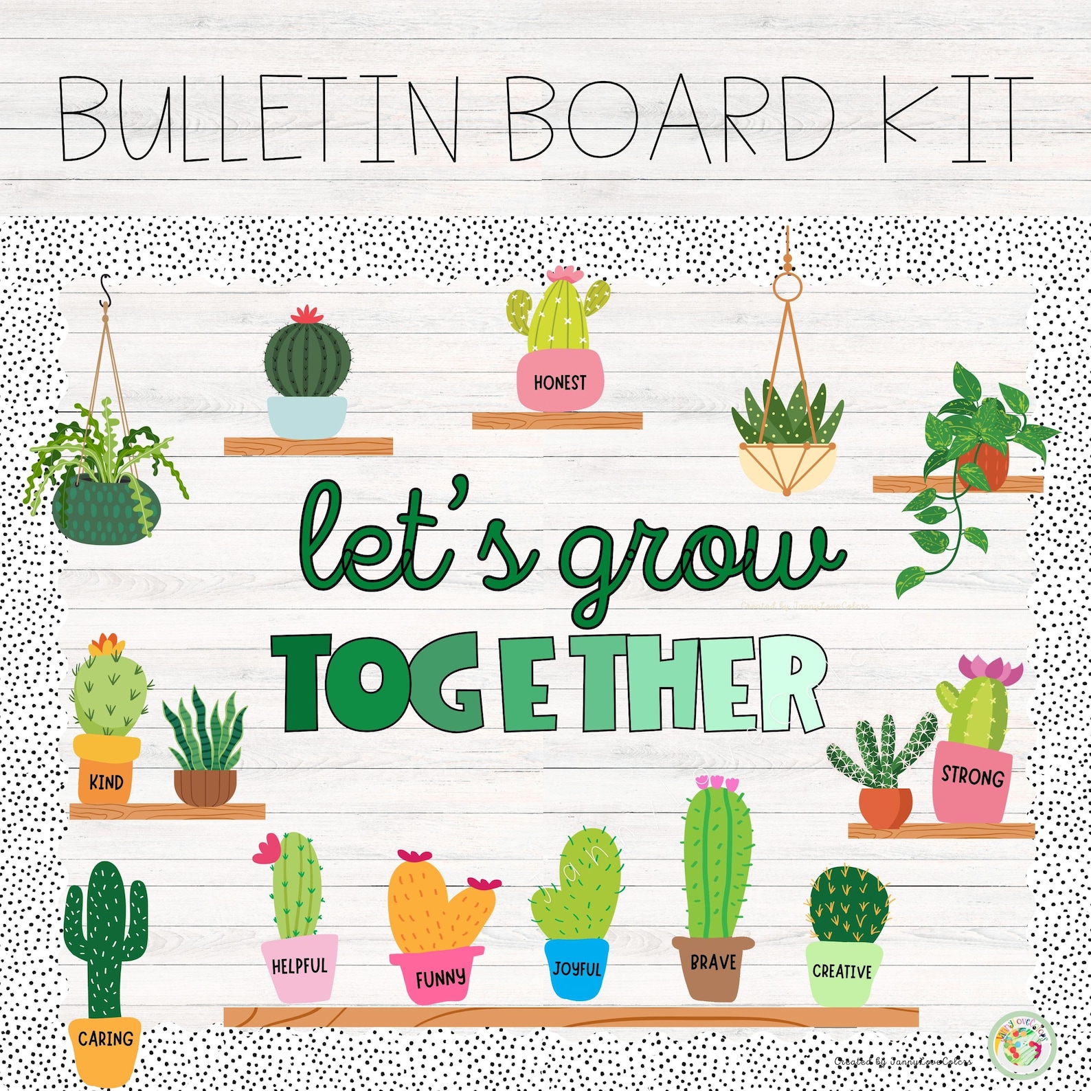 Cactus Bulletin Board Kit: Let's Grow Together Classroom Decor (digital ...