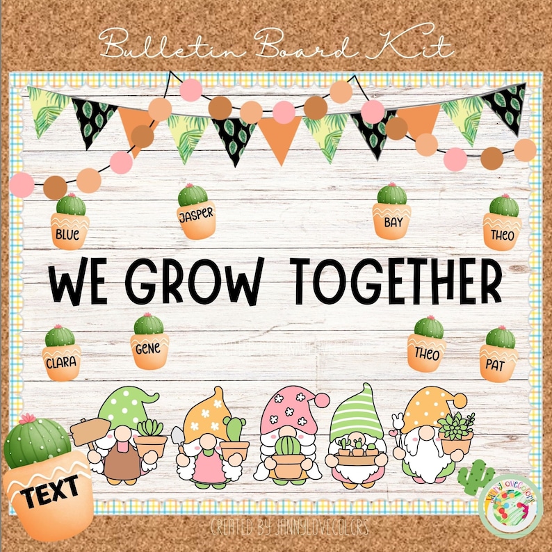 Cactus Gnomes Bulletin Board Door Decor Gnomes Bulletin Board Ideas ...