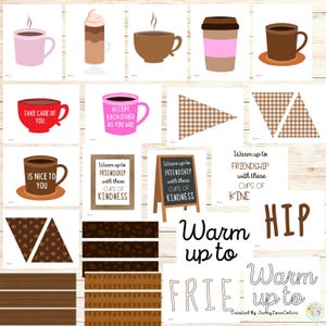 Friendship Bulletin Board Kit: Cups of Kindness Classroom Decor ...
