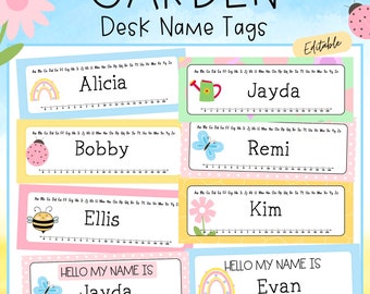 EDITABLE Name Tags.name Plates Rainbow,name Tags for School Editable ...