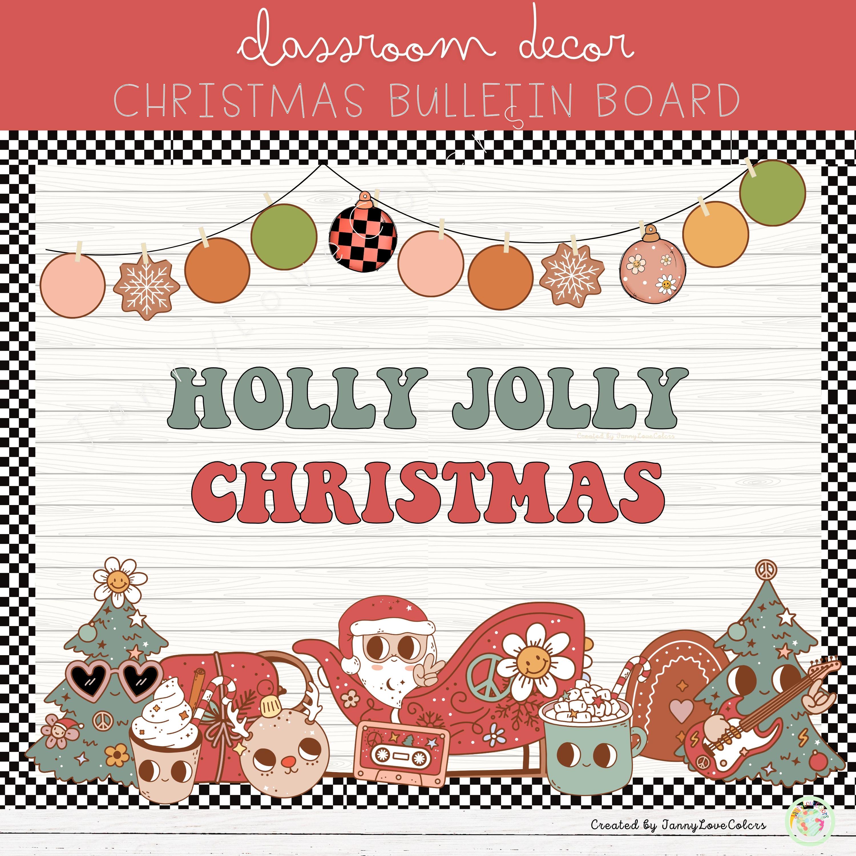 Retro Christmas Bulletin Board Kit: Groovy Classroom Decor (digital ...