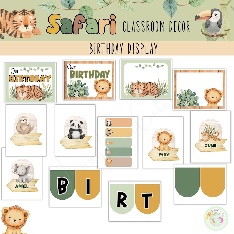 Safari Birthday Bulletin Board: Editable Classroom Decor (digital ...