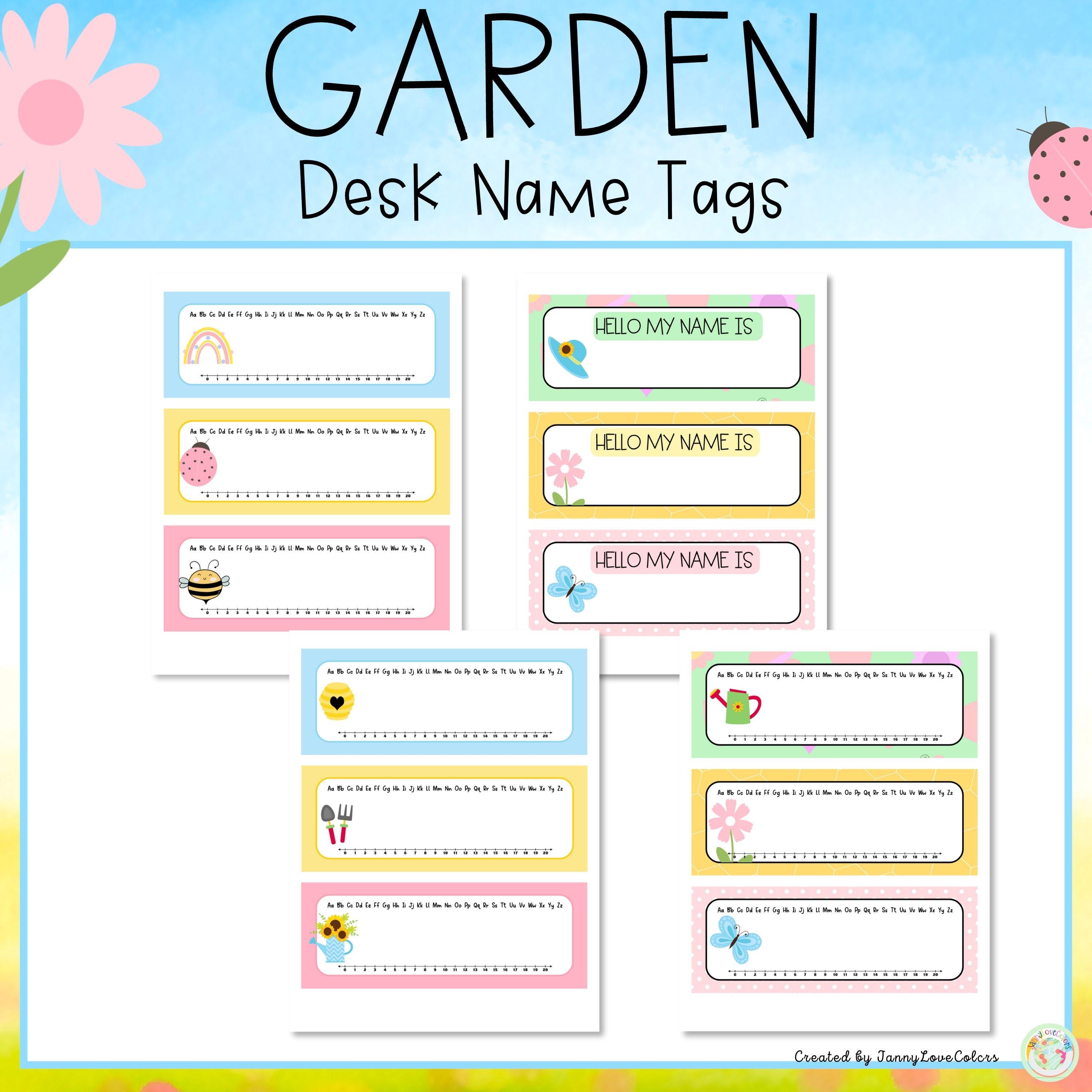 Garden Theme Student Name Plates Desk Tags Editable - Etsy