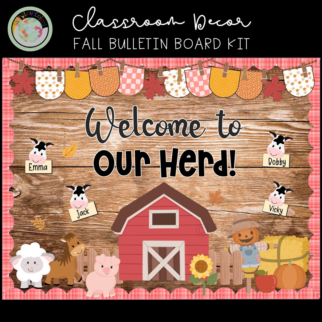 Fall Bulletin Board Kit: Farm Animals & Pumpkins (printable PDF File ...