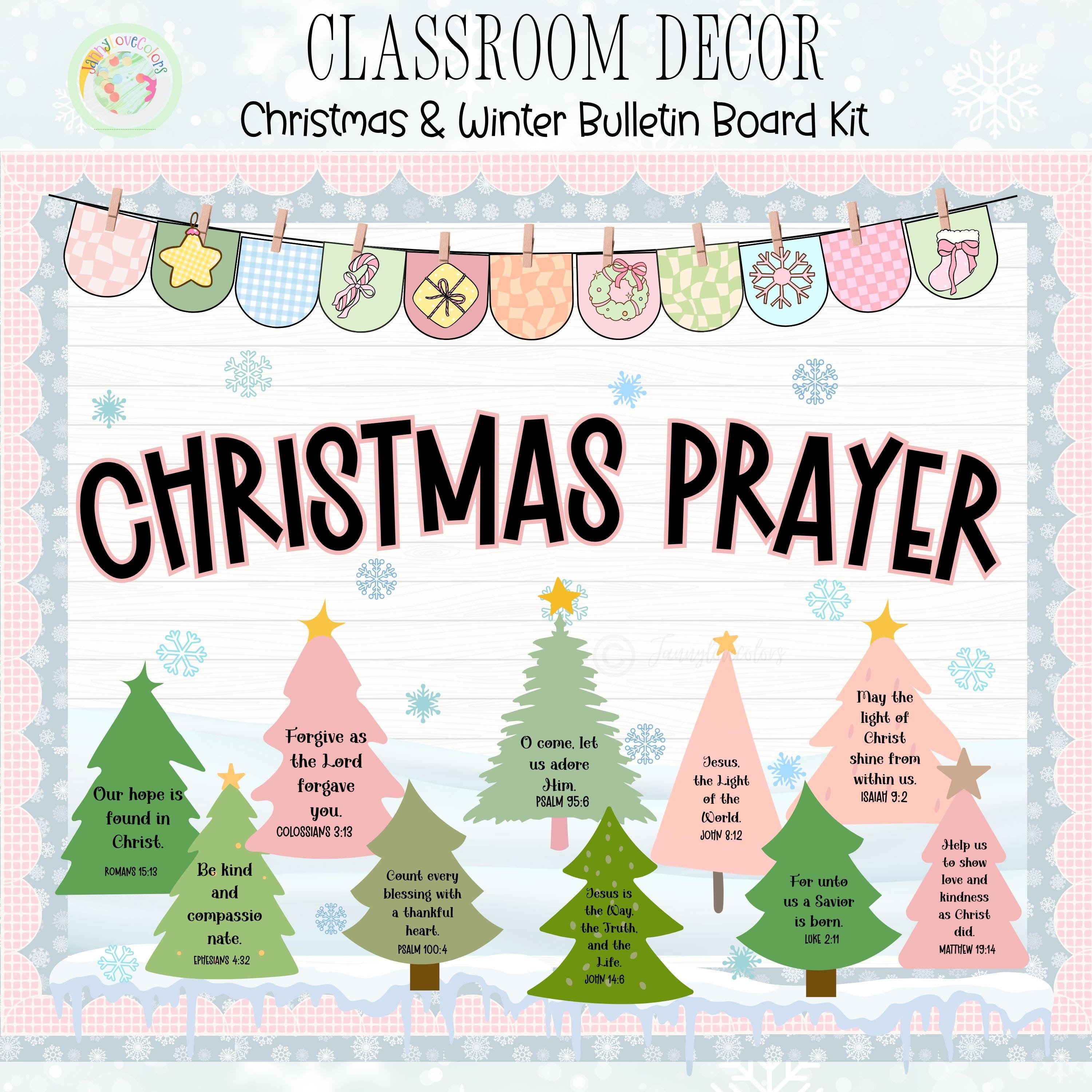 Christmas Prayer Bulletin Board Kit | Christian Classroom | Bible Verse ...