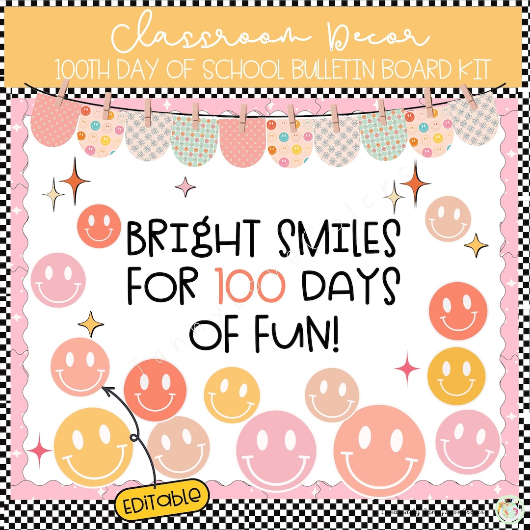 100th Day of School Bulletin Board | Door Decor | 100 Reasons to Smile ...