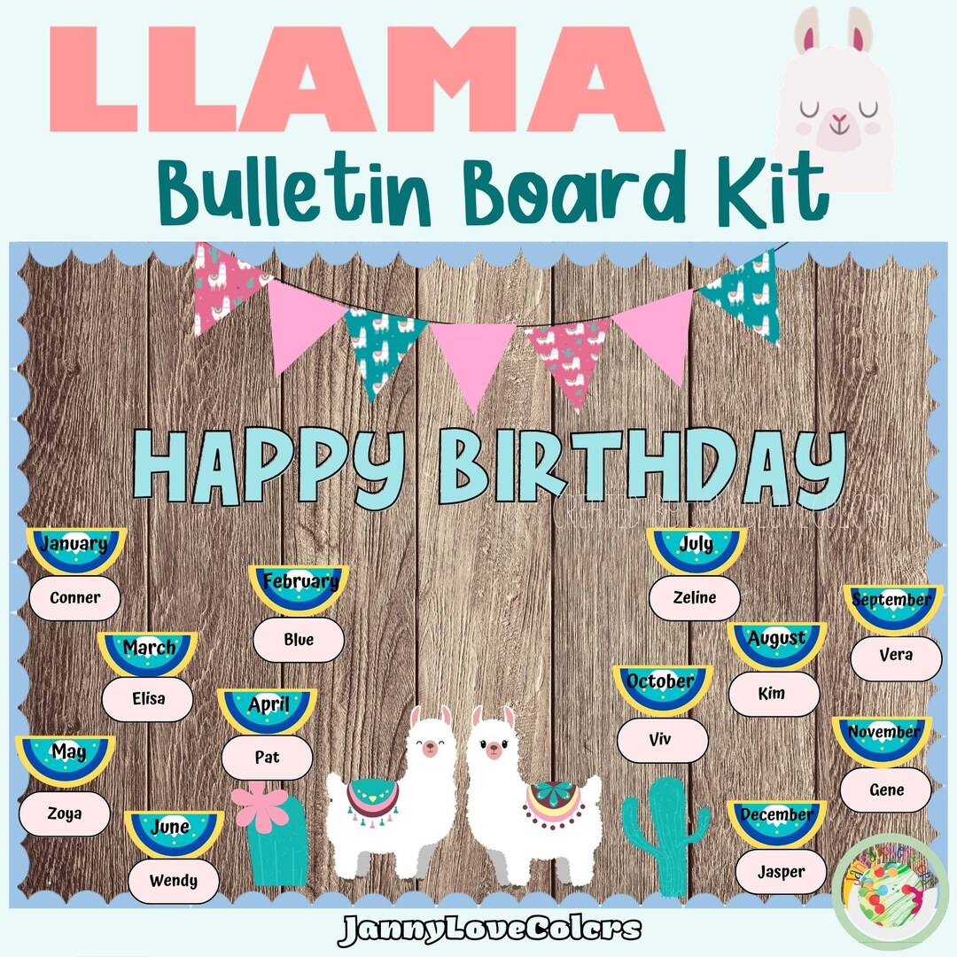 Birthday Display Bulletin Board Llama and Cactus Theme Classroom Decor ...