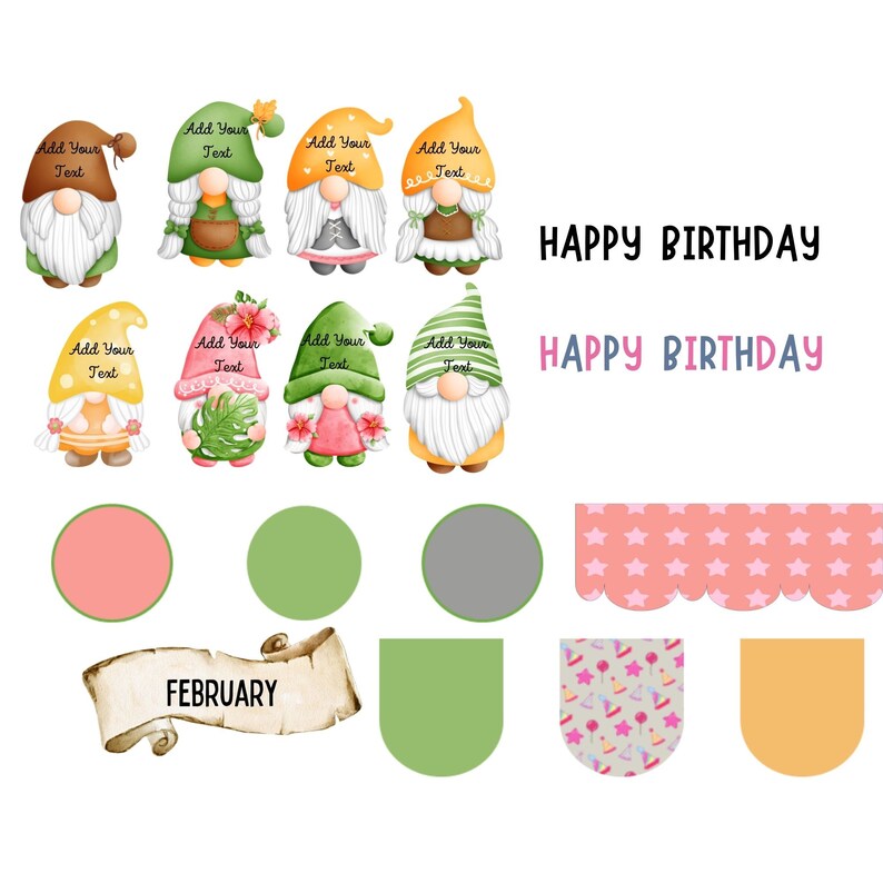 Birthday Display Bulletin Board Kit Gnomes Birthday Display - Etsy
