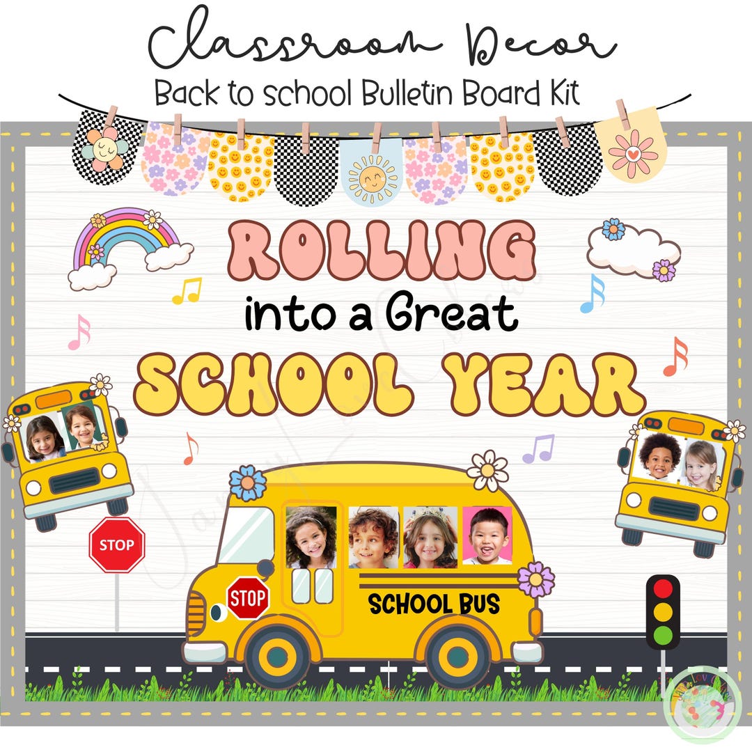 Back to School Bus Bulletin Board Kit – Classroom Decor (digital ...