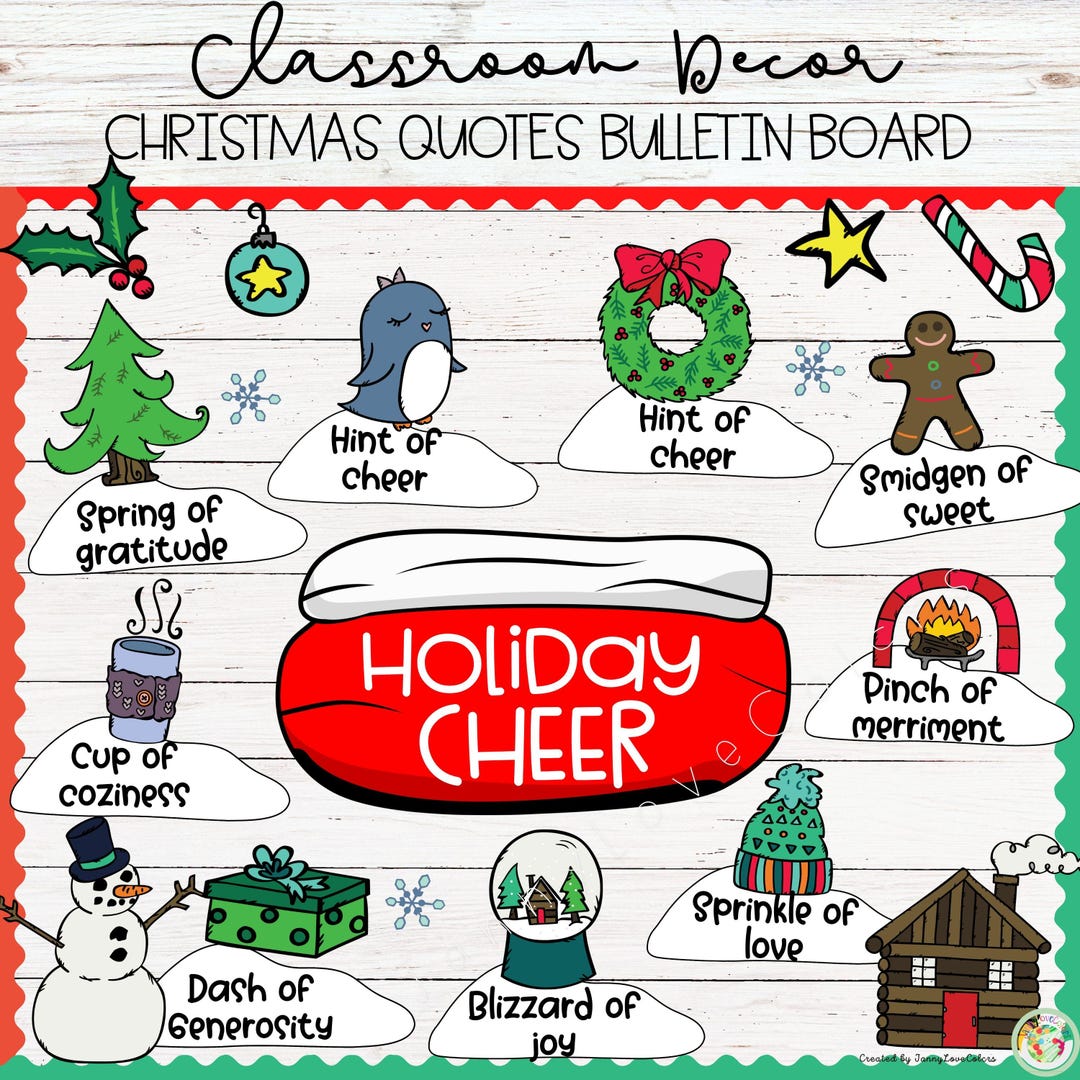 Winter & Christmas Quotes Bulletin Board | Holiday Cheer Classroom ...