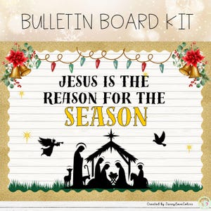 Nativity Scene Bulletin Board Kit: Christmas Classroom Decor (digital ...