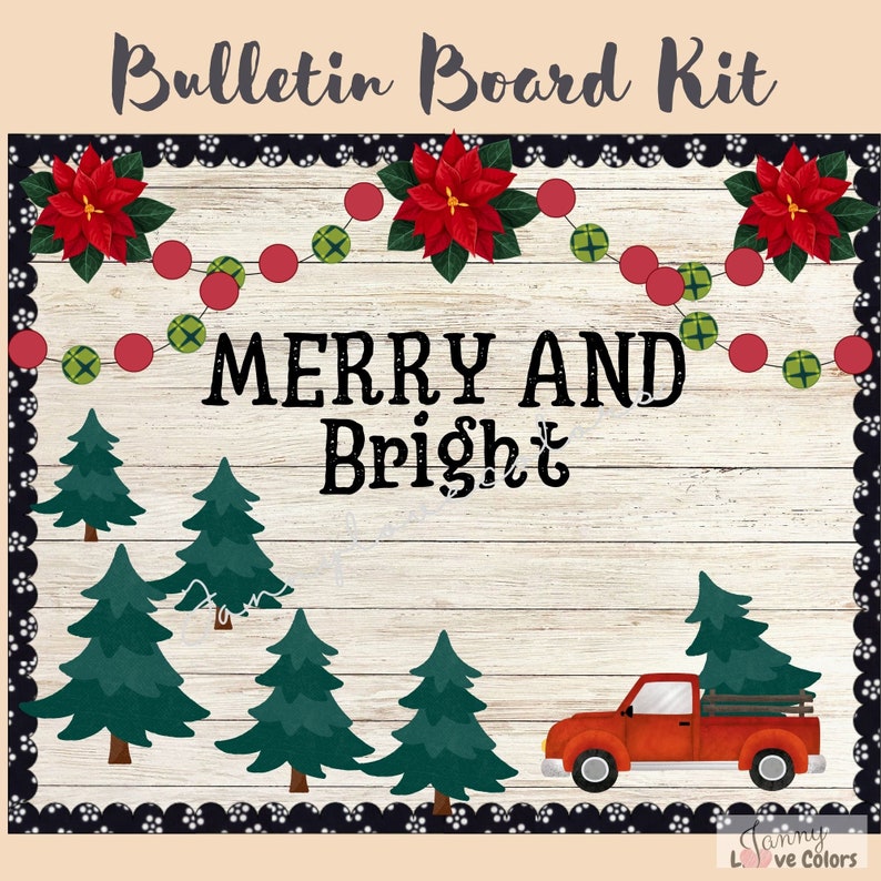 Christmas Bulletin Board Kit or Door Decor December Board Kit - Etsy