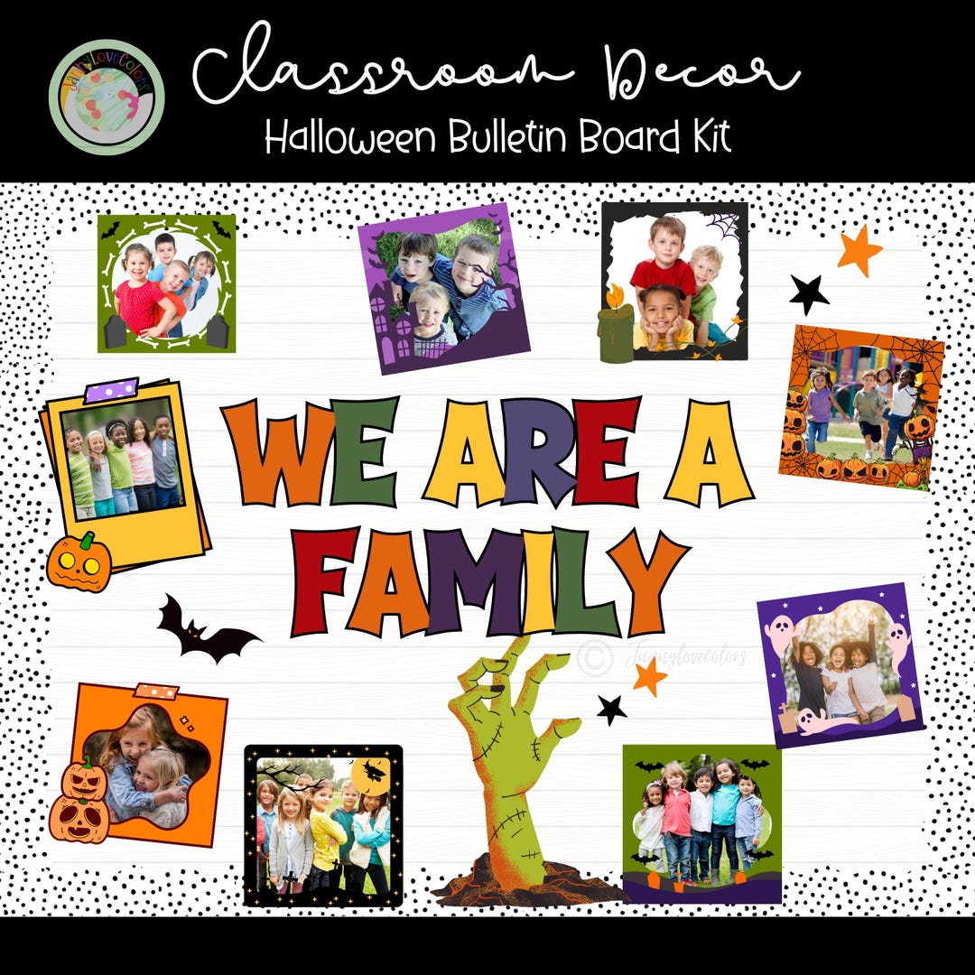 Halloween Classroom Bulletin Board Kit | 'we Are Family' Photo Display ...