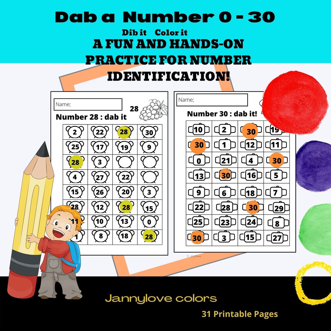 31 Printable Numbers 0-30 Dab It Worksheets. Preschool-kindergarten ...