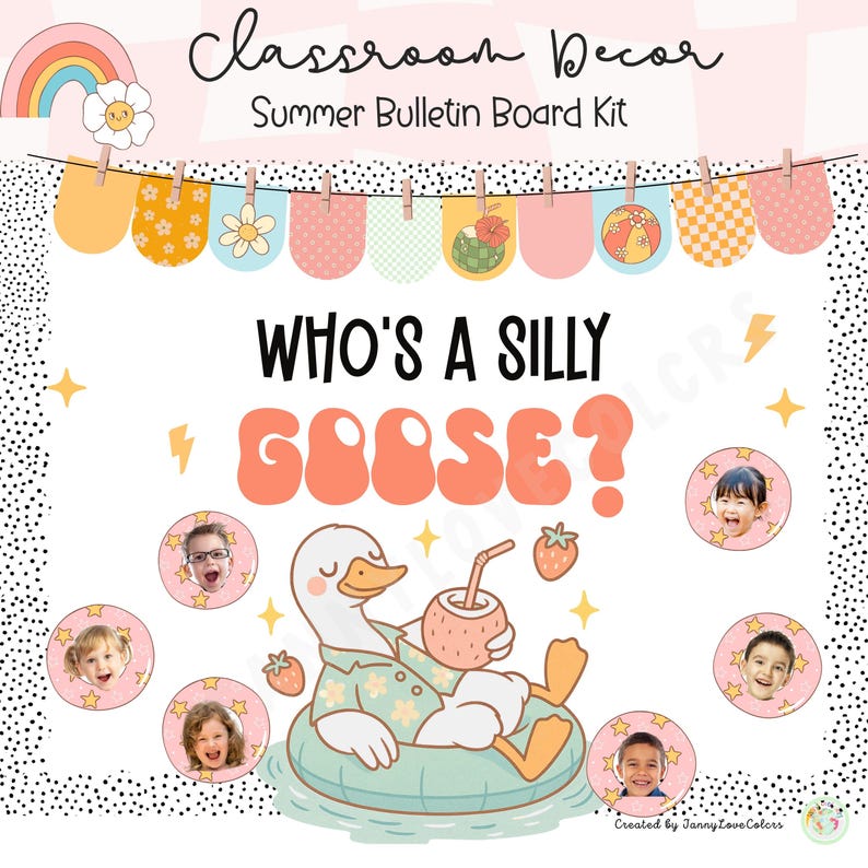 Retro Summer Bulletin Board Kit: Silly Goose Classroom Decor (printable ...