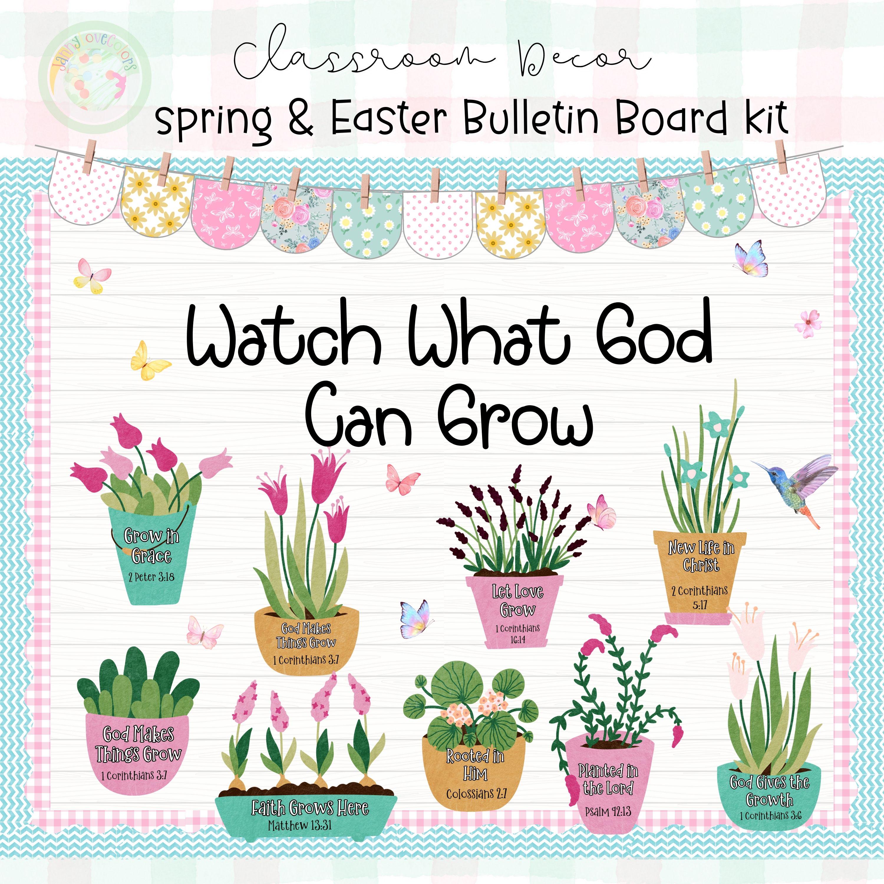 Spring Bible Verse | Christian Classroom Decor | Spring Bulletin Board ...