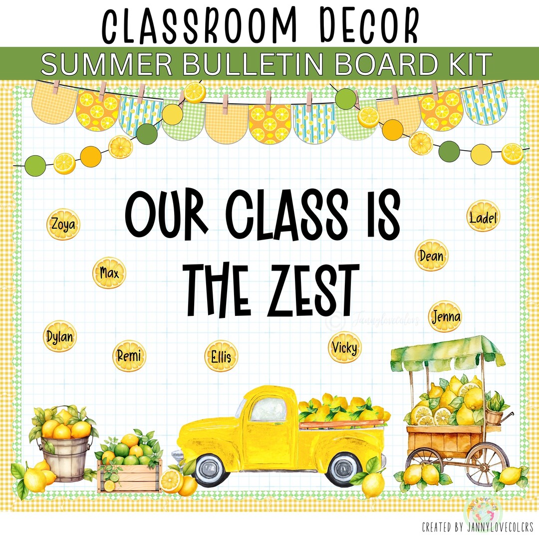 Lemon Truck Bulletin Board Kit, Back-to-school Classroom Decor, August ...