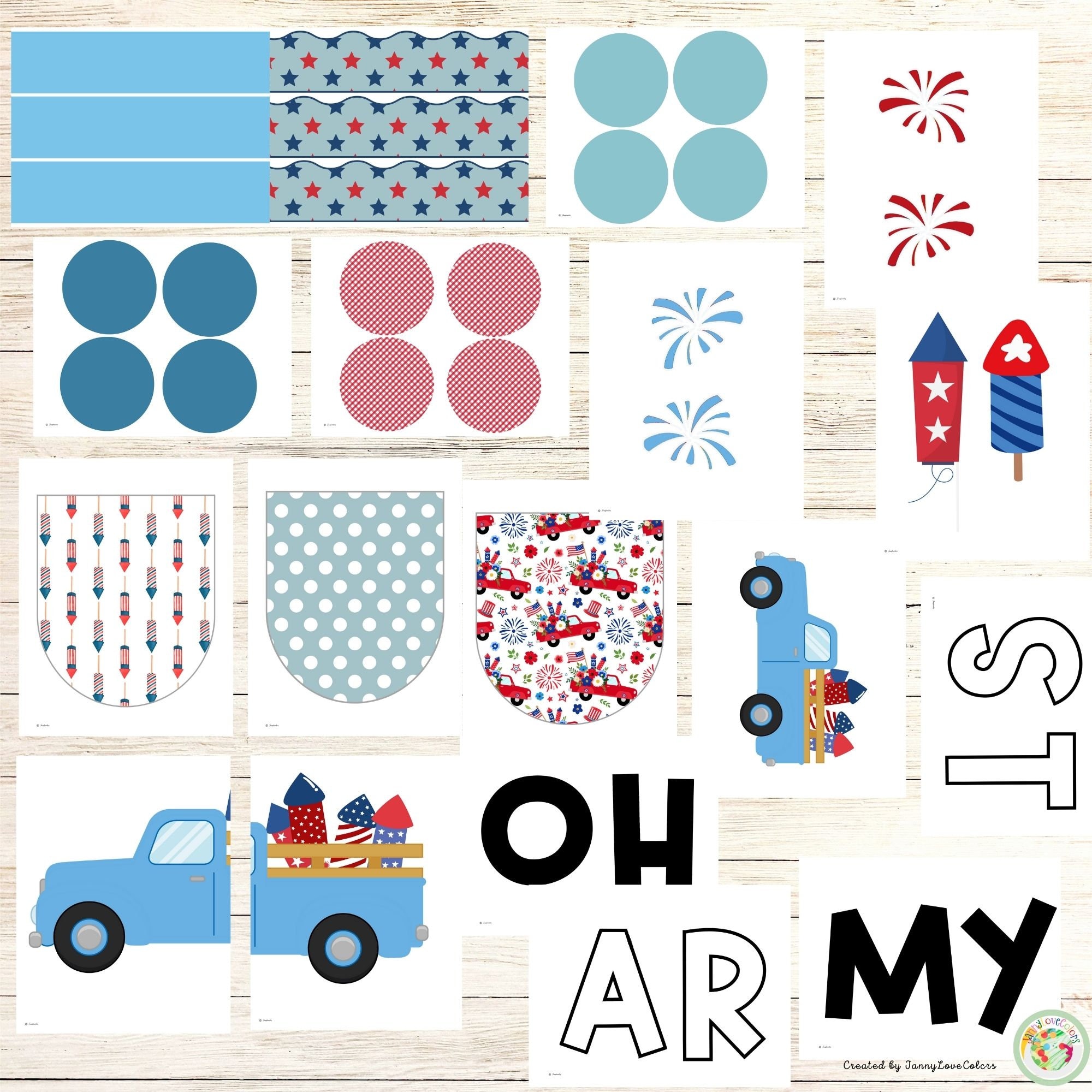 Patriotic 4th of July Bulletin Board Door Decoration Fireworks Truck ...