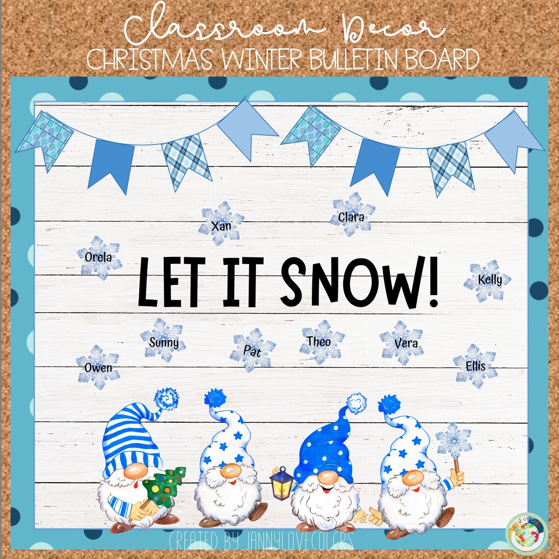 Let It Snow Winter Bulletin Board, January Door Decor, Gnomes Board ...