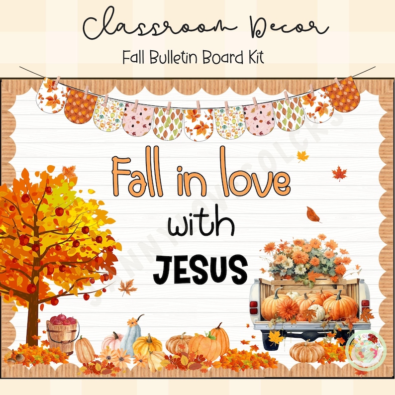 Christian Fall Bulletin Board Kit: Bible Verse Classroom Decor (PDF ...