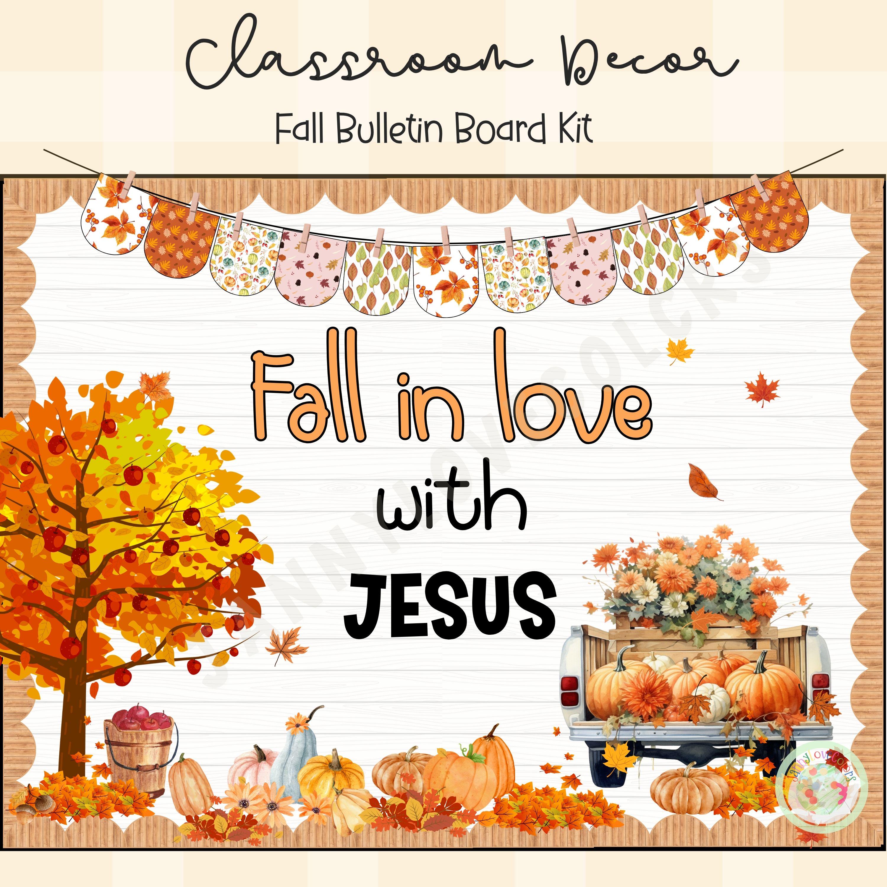 Christian Fall Bulletin Board Kit: Bible Verse Classroom Decor (PDF ...