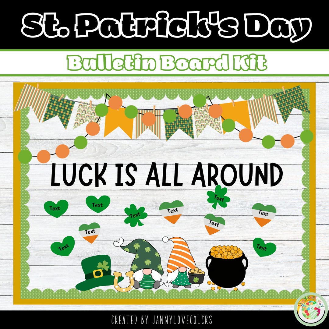 St. Patrick's Day Bulletin Board Kit March Bulletin Board EDITABLE - Etsy