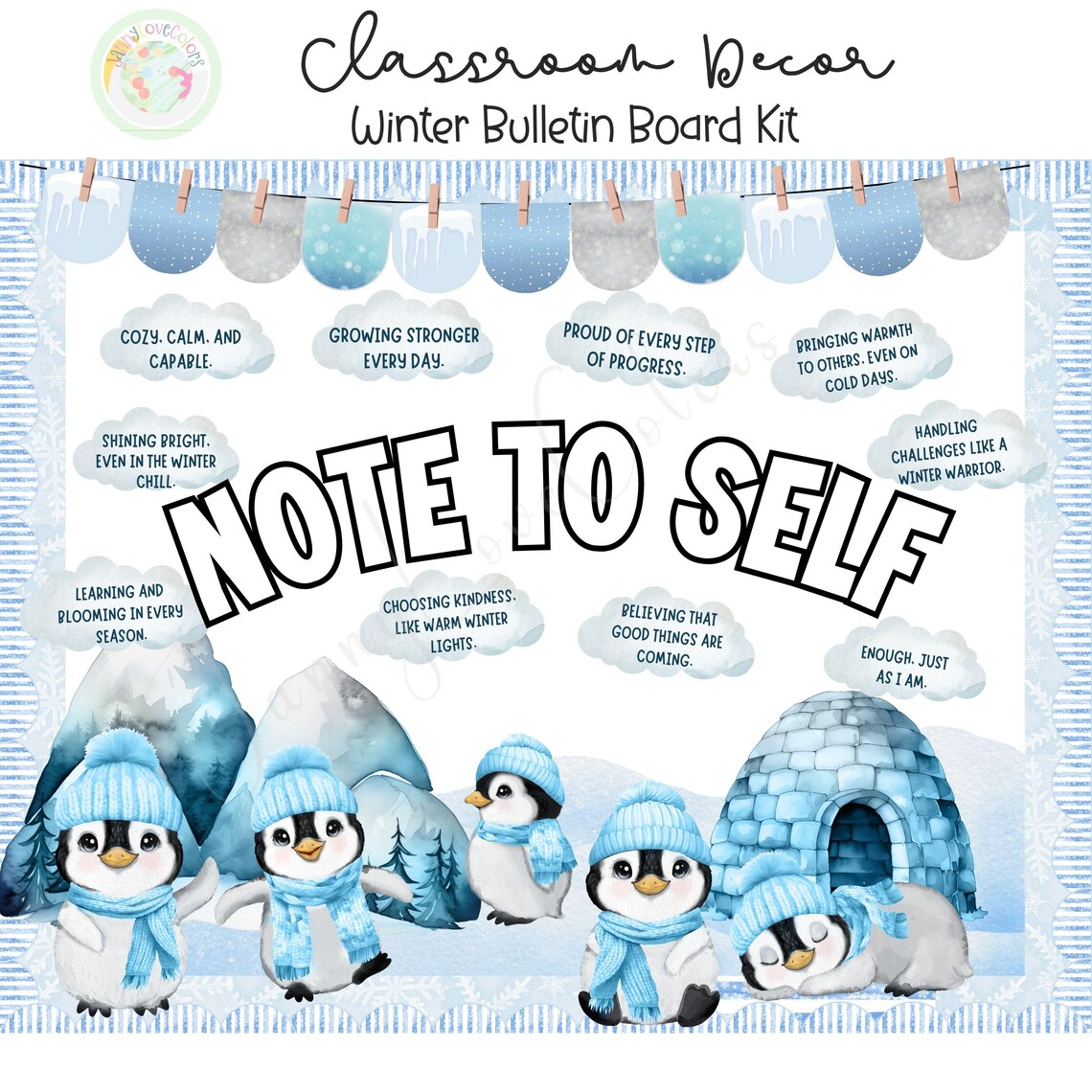 Winter Bulletin Board Kit | Penguin Classroom Decor | Growth Mindset ...