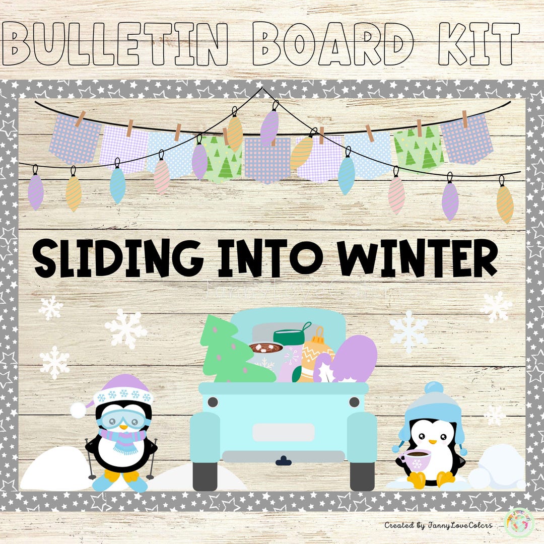 Penguin Bulletin Board Kit Christmas Bulletin Board Winter Classroom ...