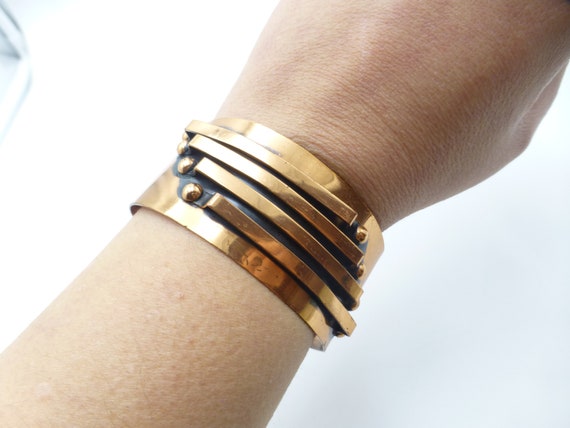 Bold Modernist Vintage 1960s Copper Cuff Style Bangle… - Gem
