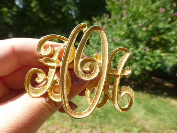 Antique Edwardian Script Design Gold Filled Brooch, C… - Gem