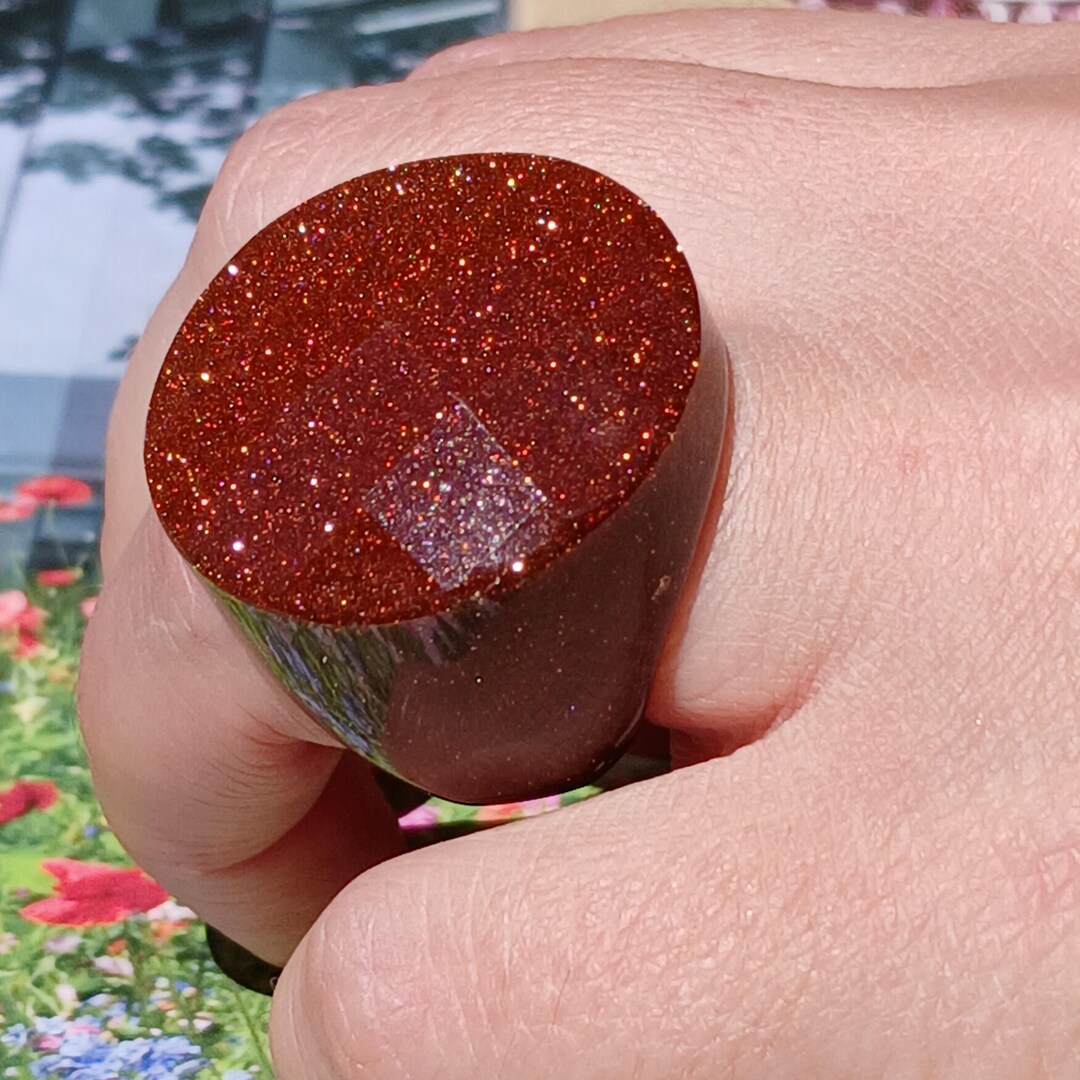 Artisan Hand Carved Goldstone Vintage Ring, Unique Artisan Crafted Ring ...