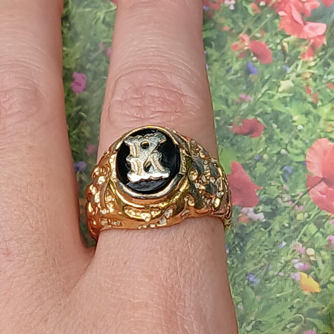 Antique 18k Gold Filled "k" Nugget Design Art Deco Ring, Size 10, Rare ...