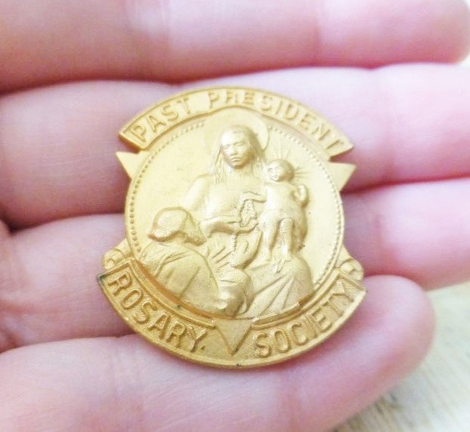 Antique Gold Filled Past President Rosary Society Arts and Crafts Art ...