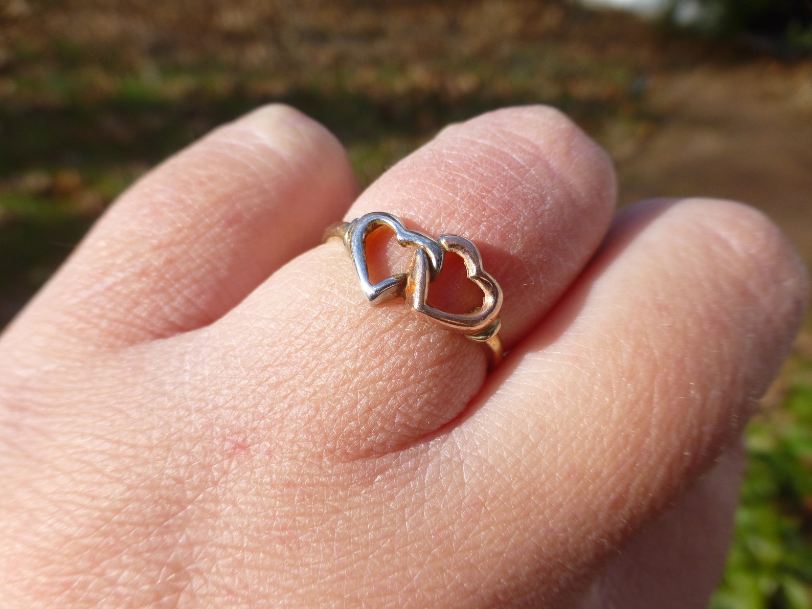 Vintage 10k Solid Gold Linked Hearts Ring 1980s Romantic | Etsy