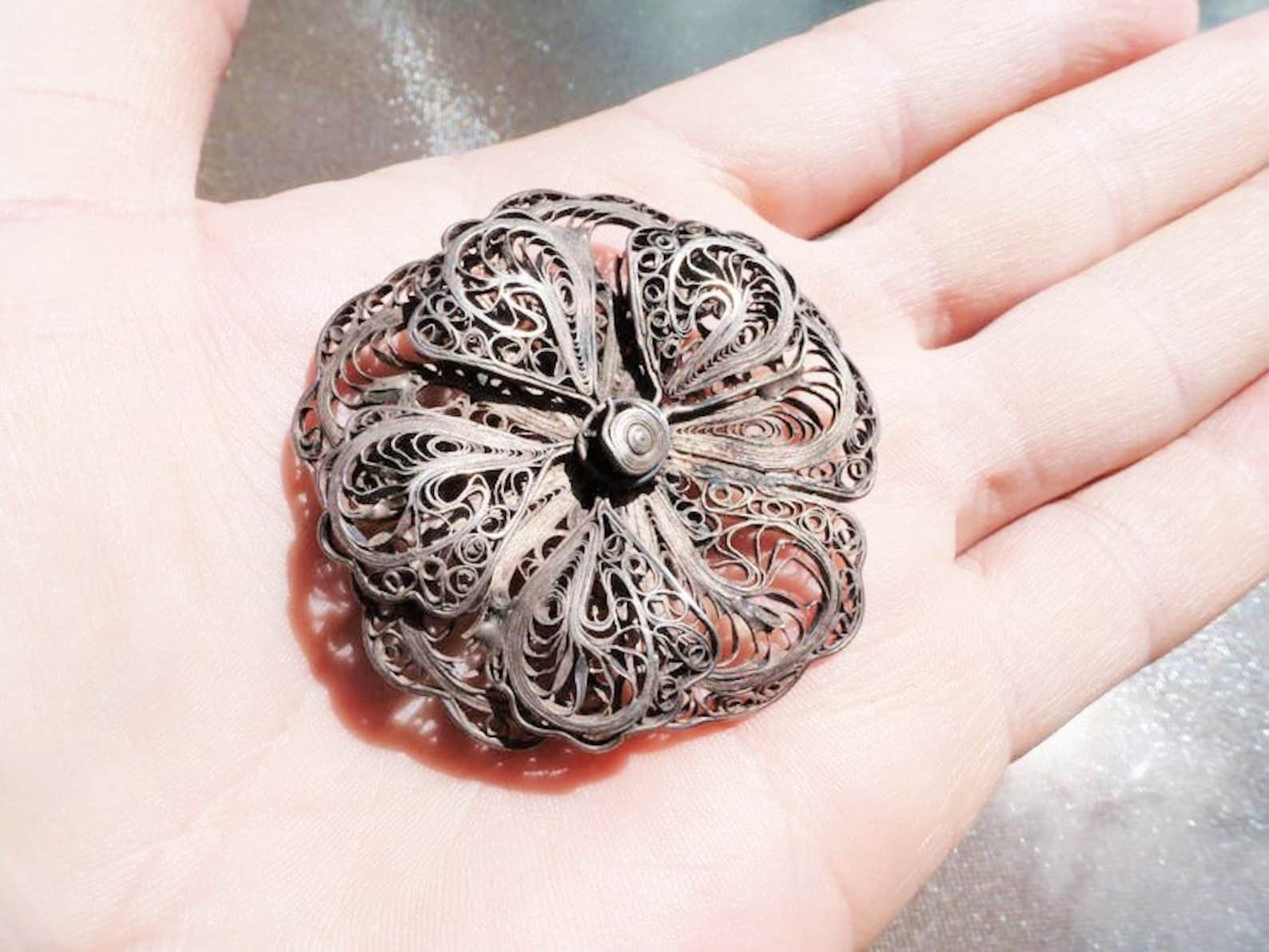 Vintage Sterling Silver Victorian Style Flower Filigree Brooch, Wow ...