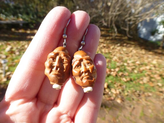 Antique Art Deco Asian Hand Carved Wooden Pierced Ear… - Gem