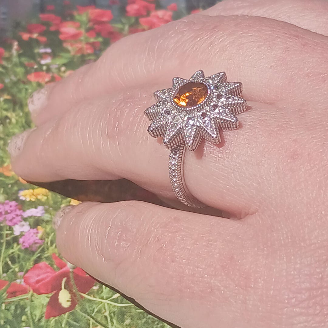 Vintage Sun Genuine Judith Ripka Designer Sterling Silver Citrine Ring ...