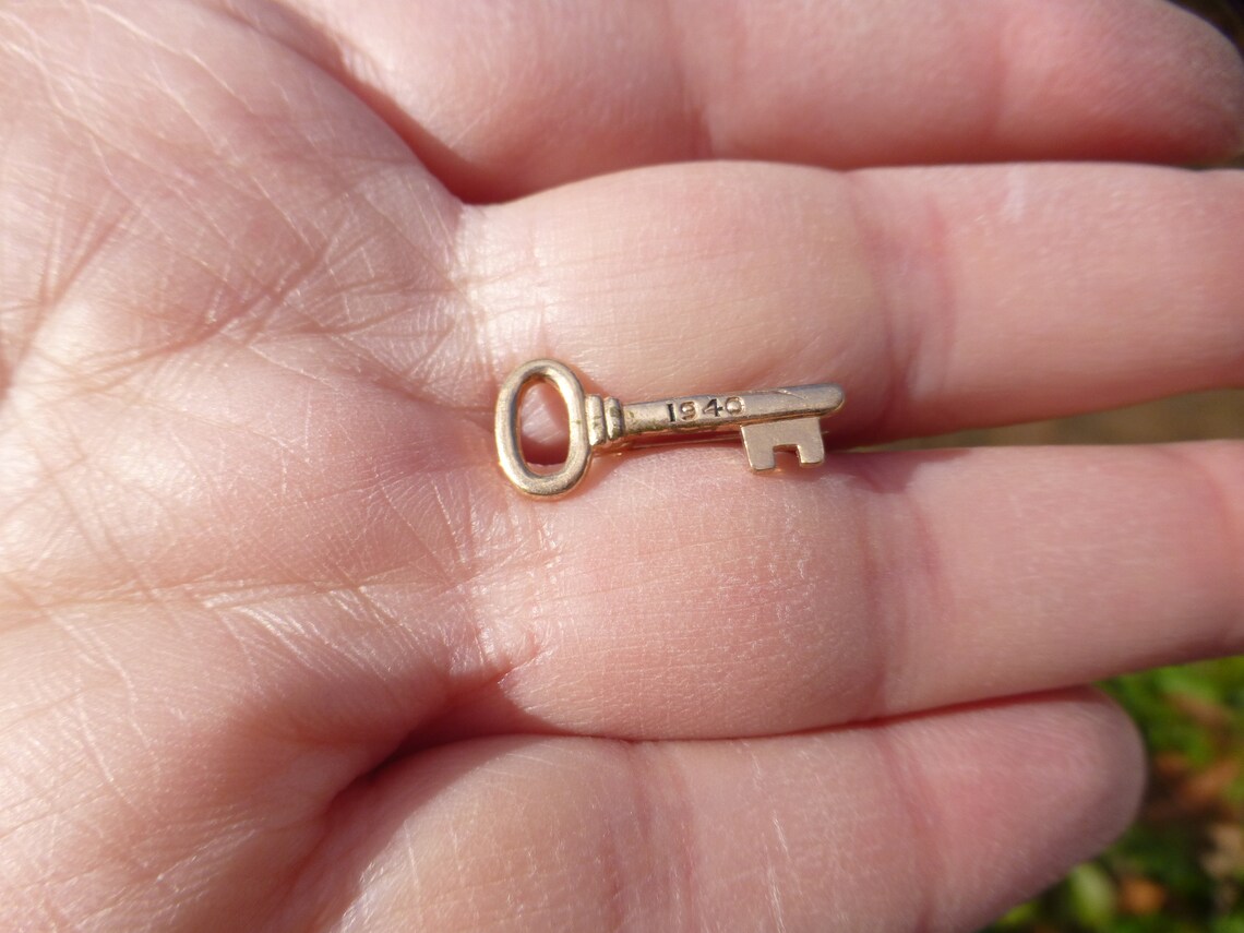 Antique 1940 Art Deco Genuine Rose Gold Filled Key Brooch, Gold Filled ...
