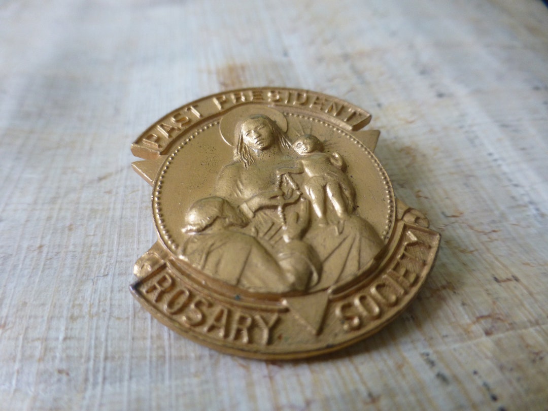 Antique Gold Filled Past President Rosary Society Arts and Crafts Art ...