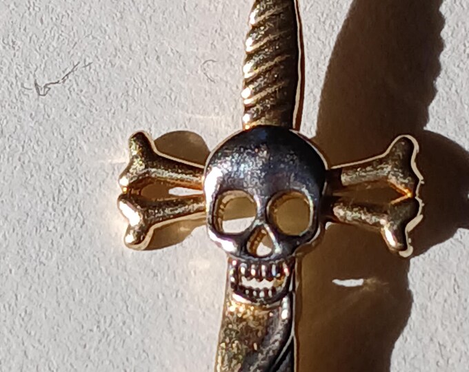 Vintage Solid 10k Gold Skull Dagger Pendant, Circa 1980s Unique Vintage ...