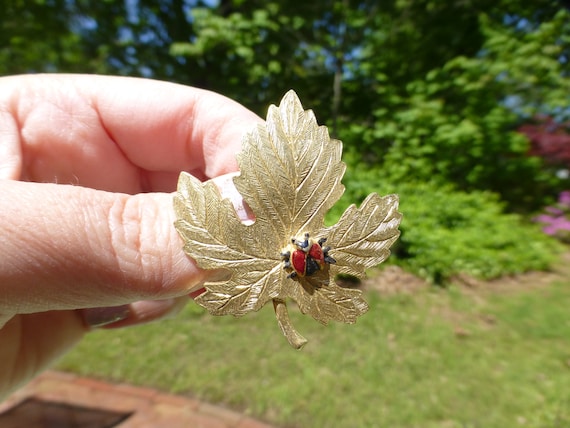 Antique Art Deco Enamel Lady Bug Gold Filled Brooch, … - Gem