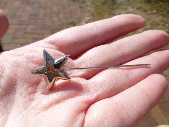 Antique Art Deco Star Shaped Silver Plated Stick Pin,… - Gem
