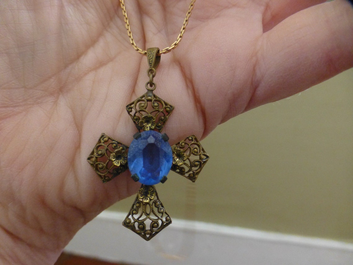 Antique Victorian Filigree Cross 18'' Long Necklace, Amazing Design ...