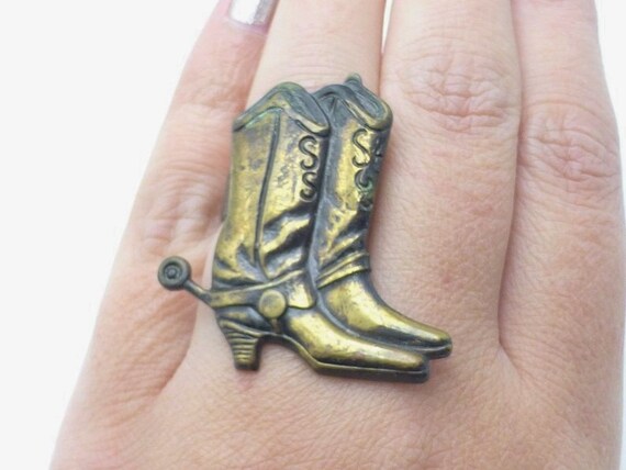 Vintage 1970s Cowboy Boots Copper Ring, Size 7, Wonde… - Gem