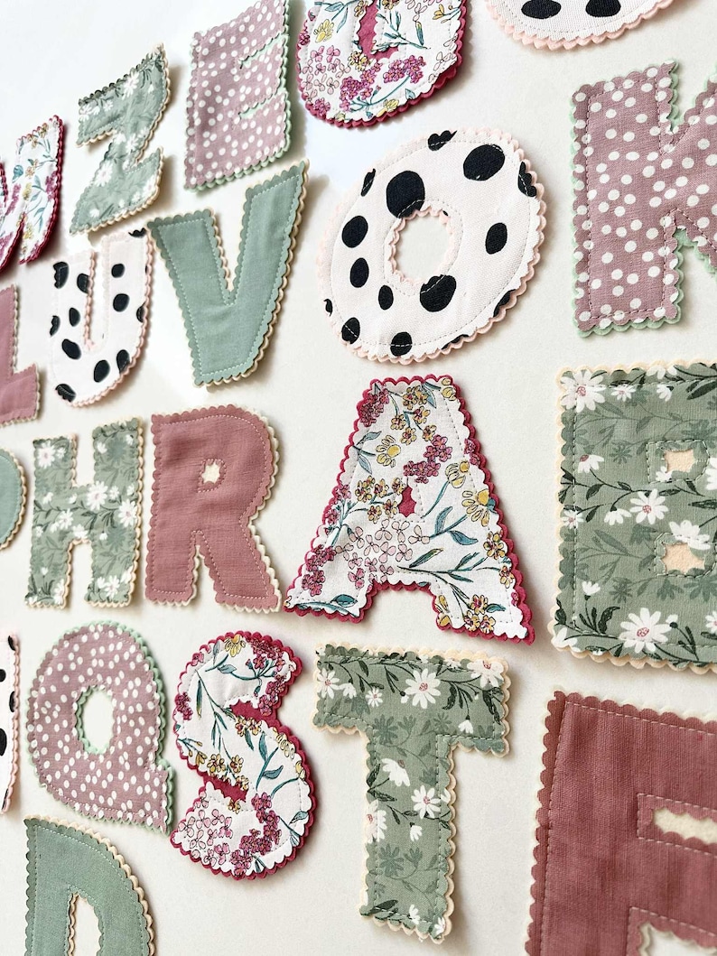 5 Inch Block Fabric Alphabet Letters (A-Z) and Numbers (0-9) - Digital ...