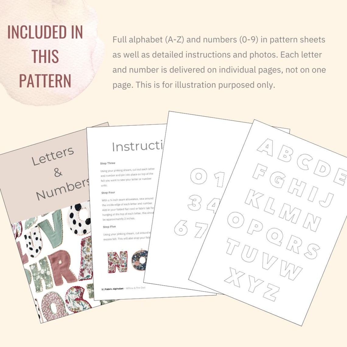7 Inch Block Fabric Alphabet Letters (A-Z) and Numbers (0-9) - Digital ...