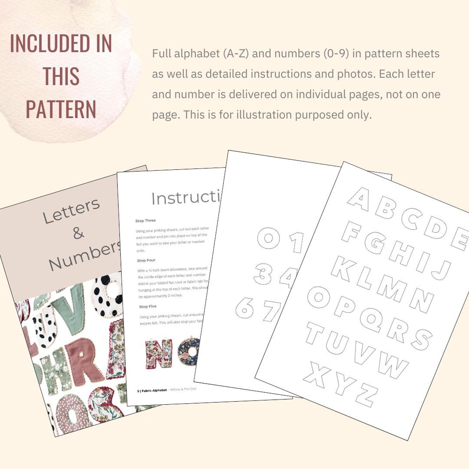 5 Inch Block Fabric Alphabet Letters (A-Z) and Numbers (0-9) - Digital ...